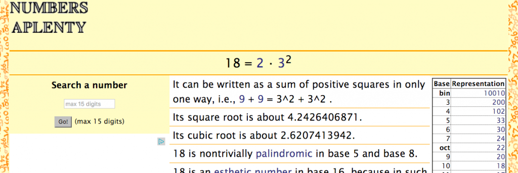 Aperiodvent, Day 18: Numbers Aplenty | The Aperiodical