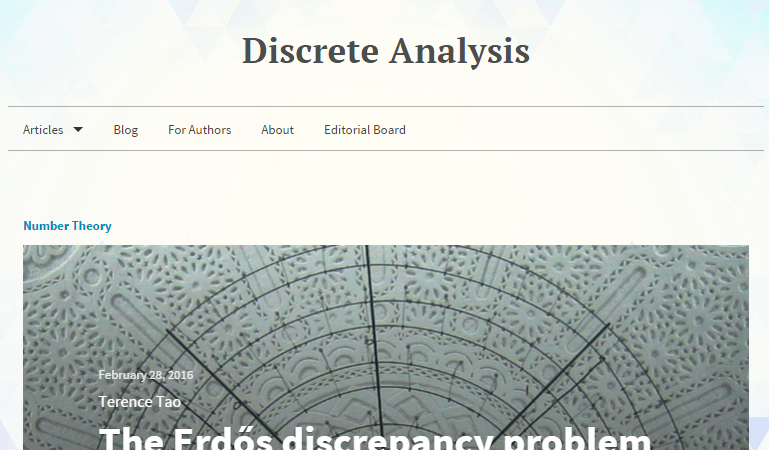 The arXiv overlay journal Discrete Analysis has launched | The Aperiodical