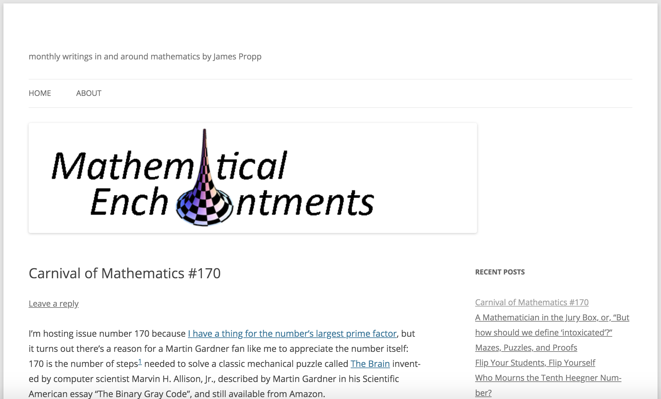 Carnival of Mathematics 170 | The Aperiodical